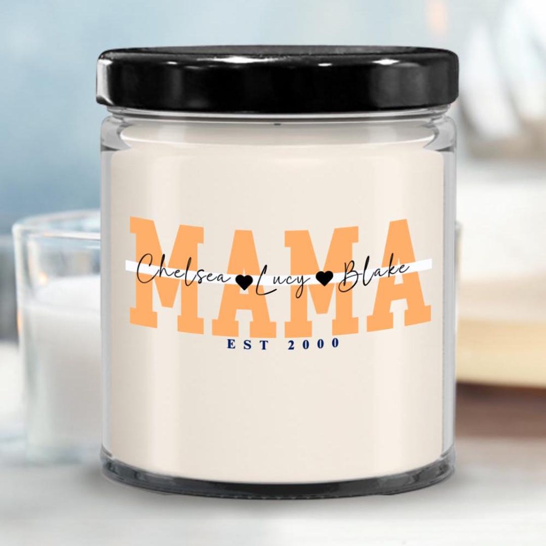 Personalized Mama Candle, Custom Mama Gift With Kids Names, Mama Candle ...
