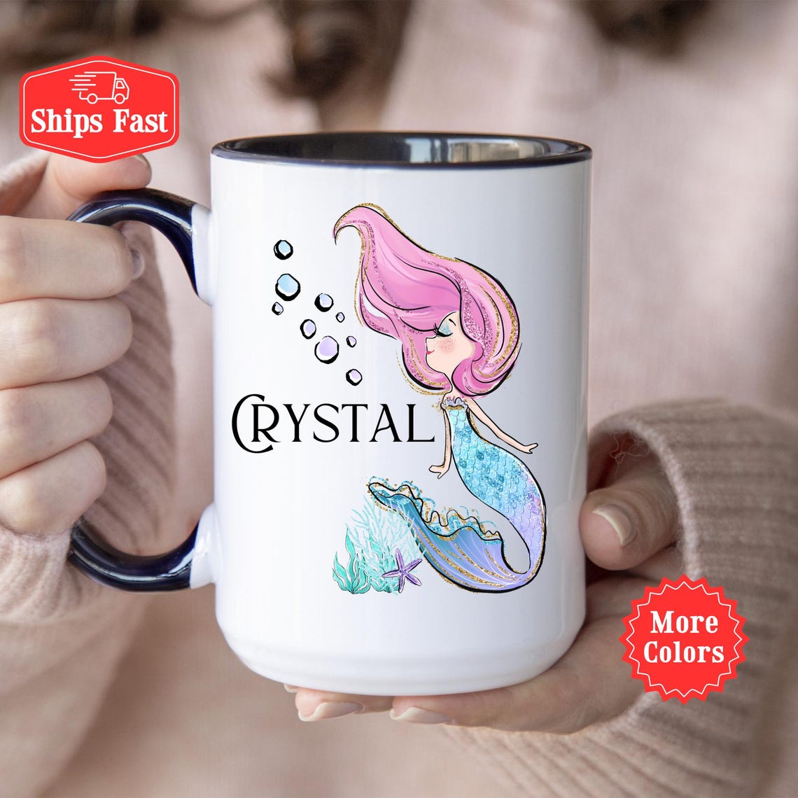 Mermaid Mug, Mermaid Coffee Cup, Personalized Mermaid Gift for Women ...