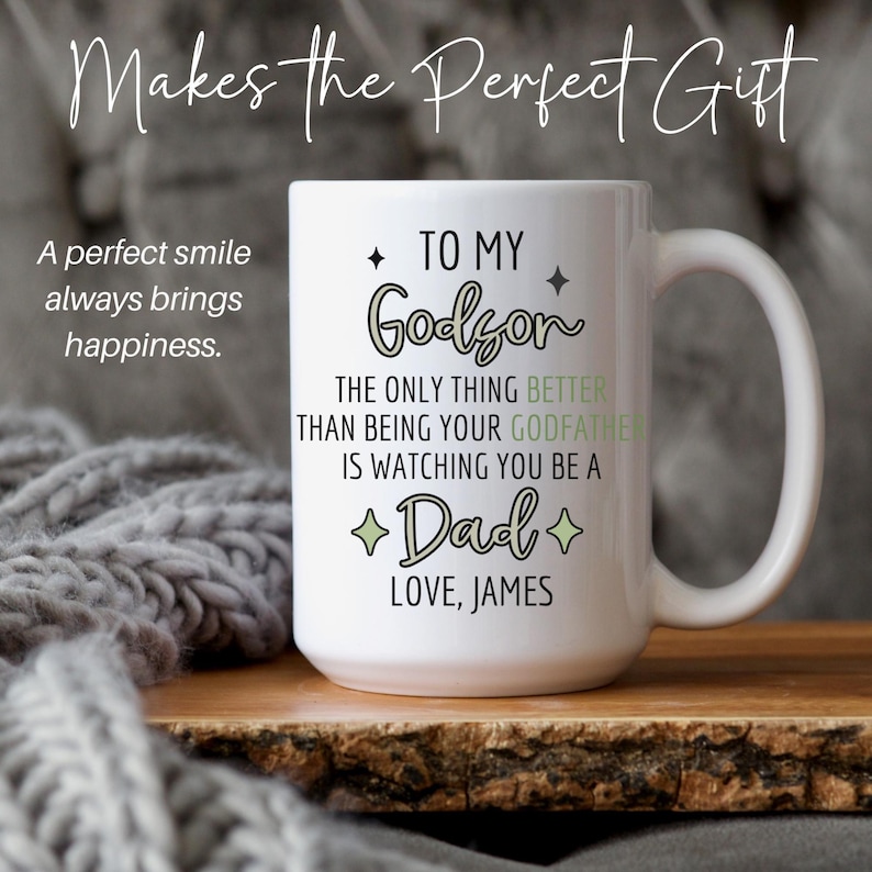Godfather Godson Mug, to My Godson With Birth Flower Coffee Cup, Godson ...
