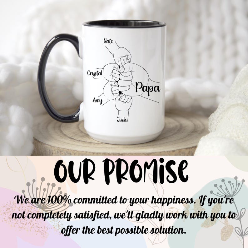 Papa Fist Pump Mug With Kids Names, Personalized Papa Coffee Cup ...