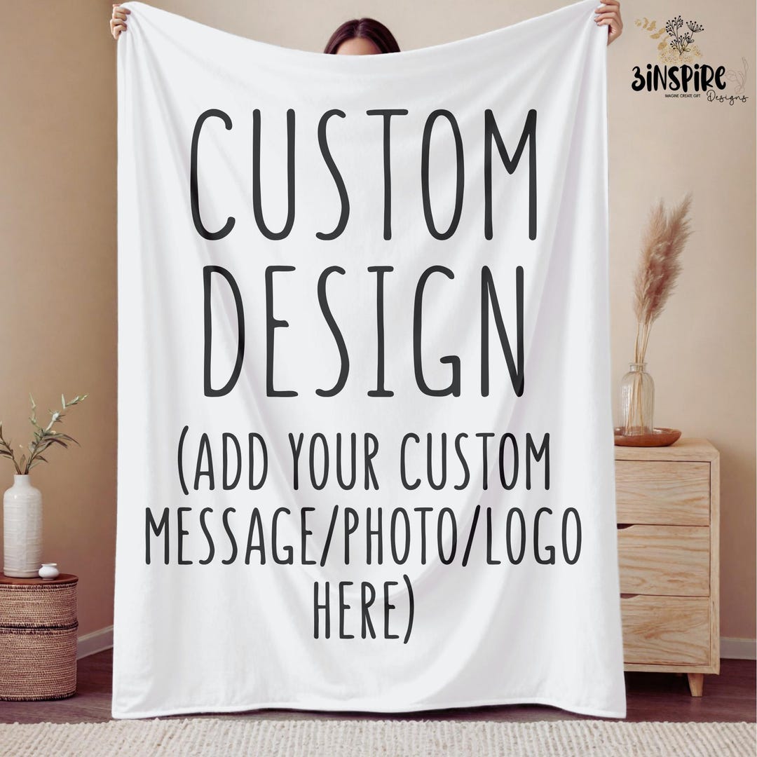 Custom Design Blanket Your Own Text Insert Your Photo Personalized ...