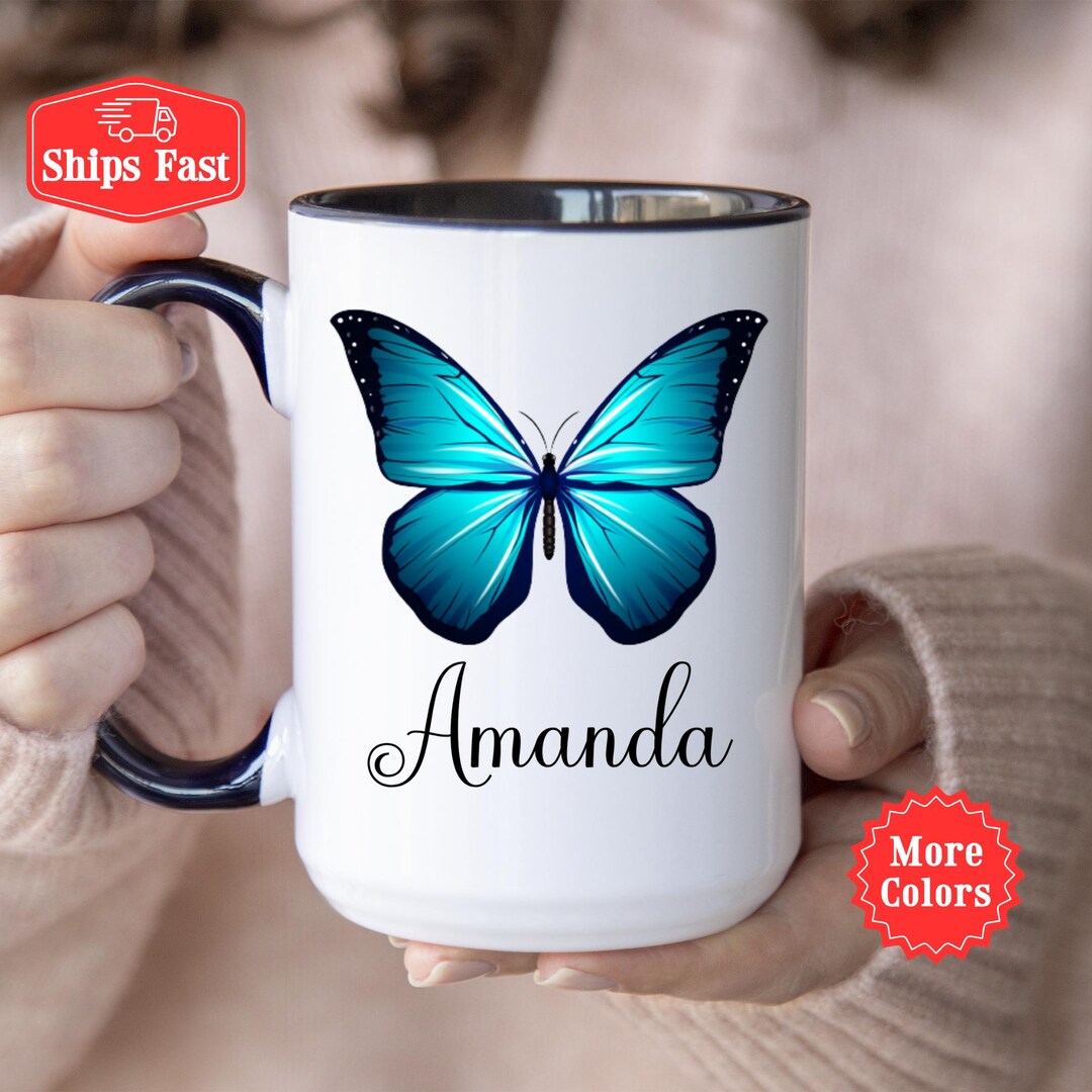 Butterfly Mug Blue, Butterfly Coffee Cup, Butterfly Gifts for Women ...