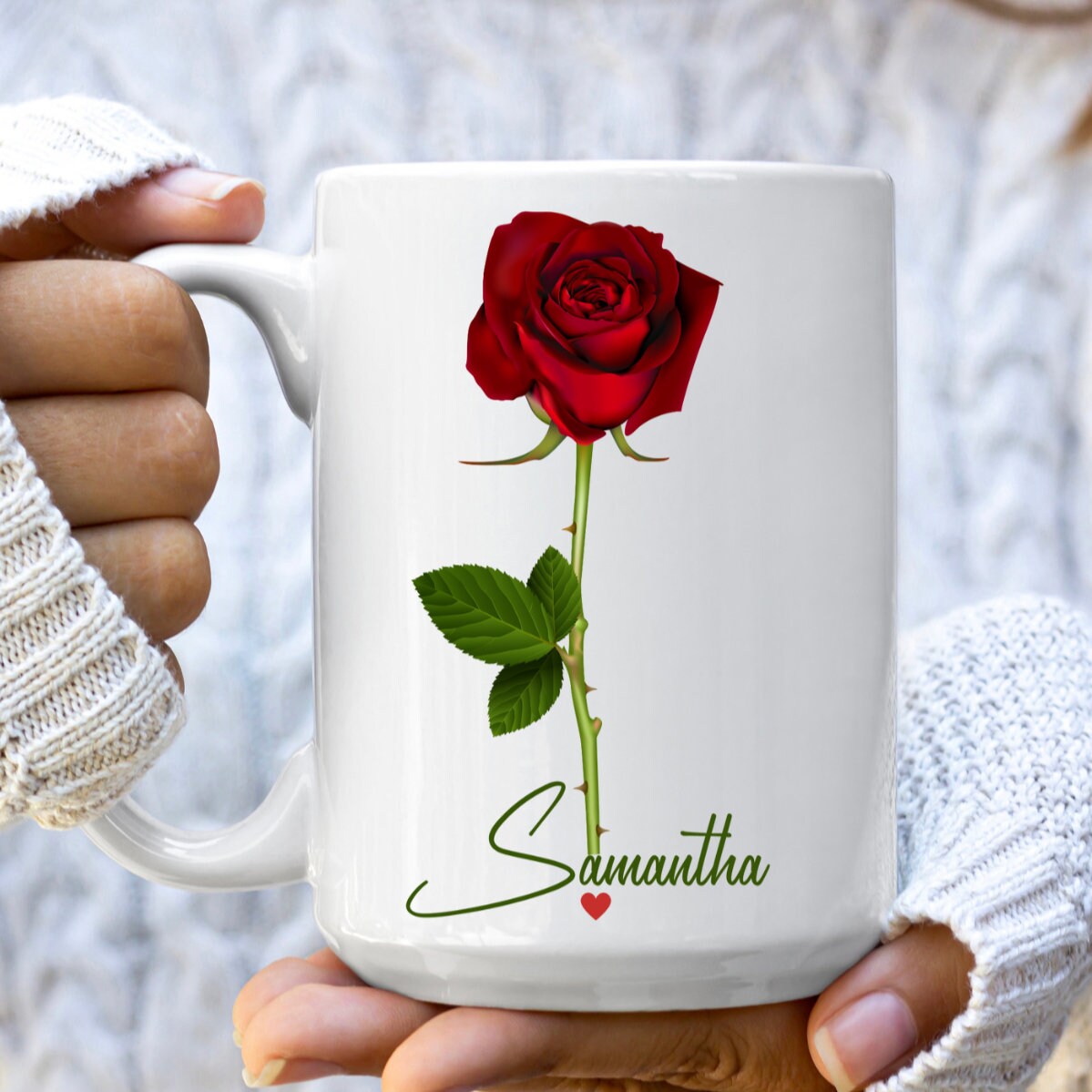 Red Rose Mug Personalized Rose Coffee Cup Rose Gifts for - Etsy