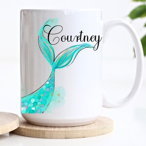 Mermaid Tail Coffee Mug, Mermaid Tail Green, Personalized Mermaid Mug ...