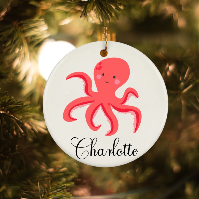 Red Octopus Ornament Personalized Ornament Octopus Gift - Etsy