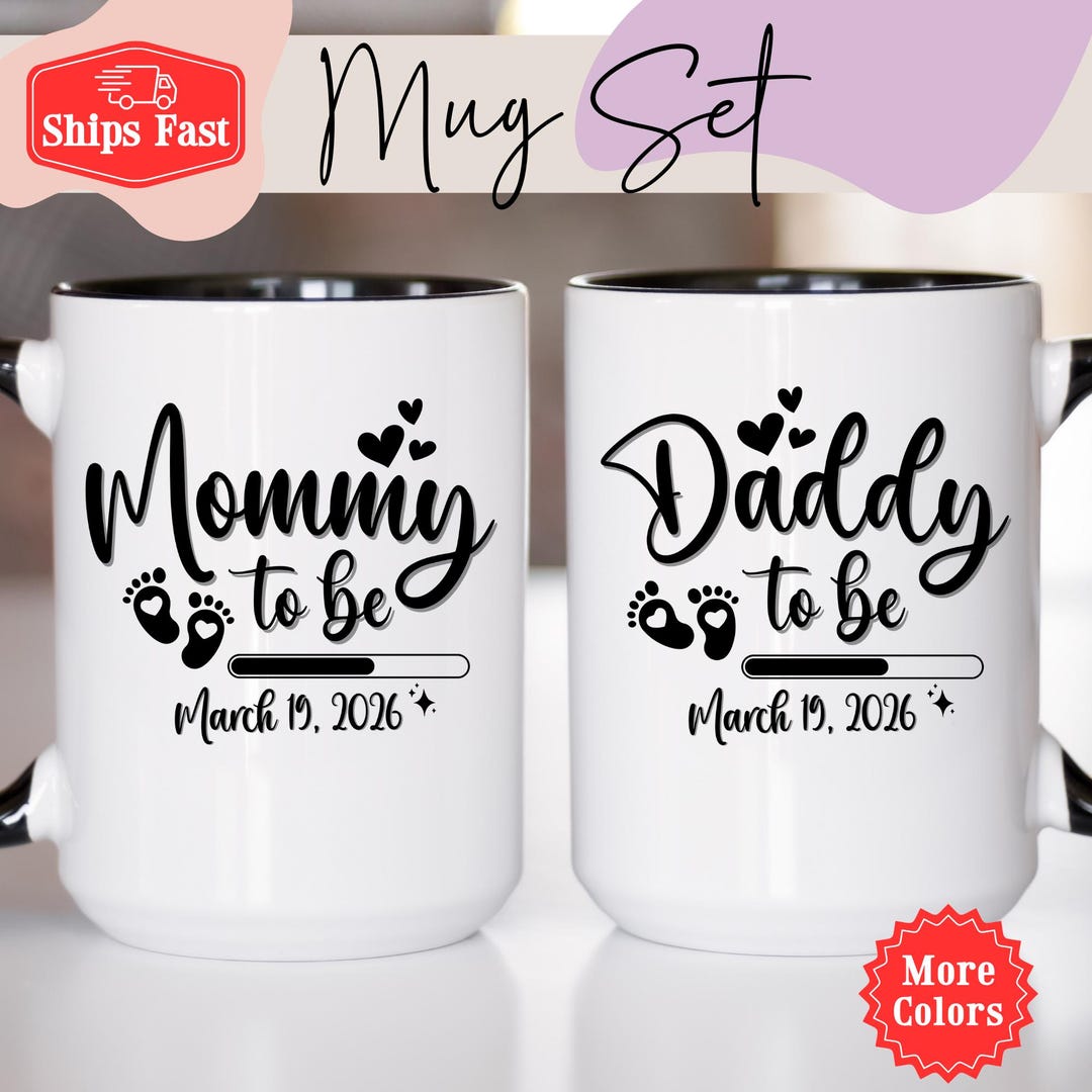New Parent Mug Set Baby Feet, Mommy to Be and Daddy to Be Mug Set ...