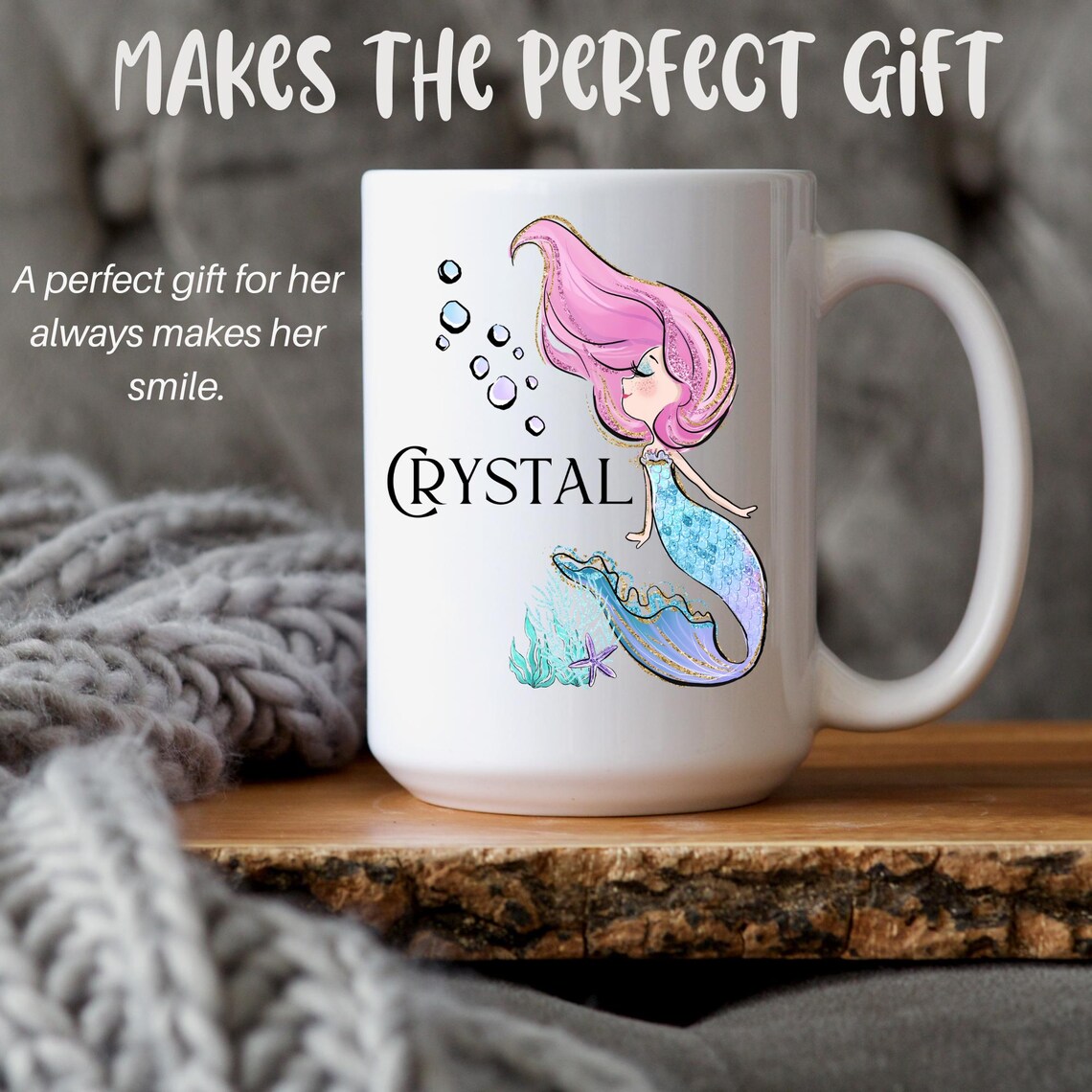 Mermaid Mug, Mermaid Coffee Cup, Personalized Mermaid Gift for Women ...