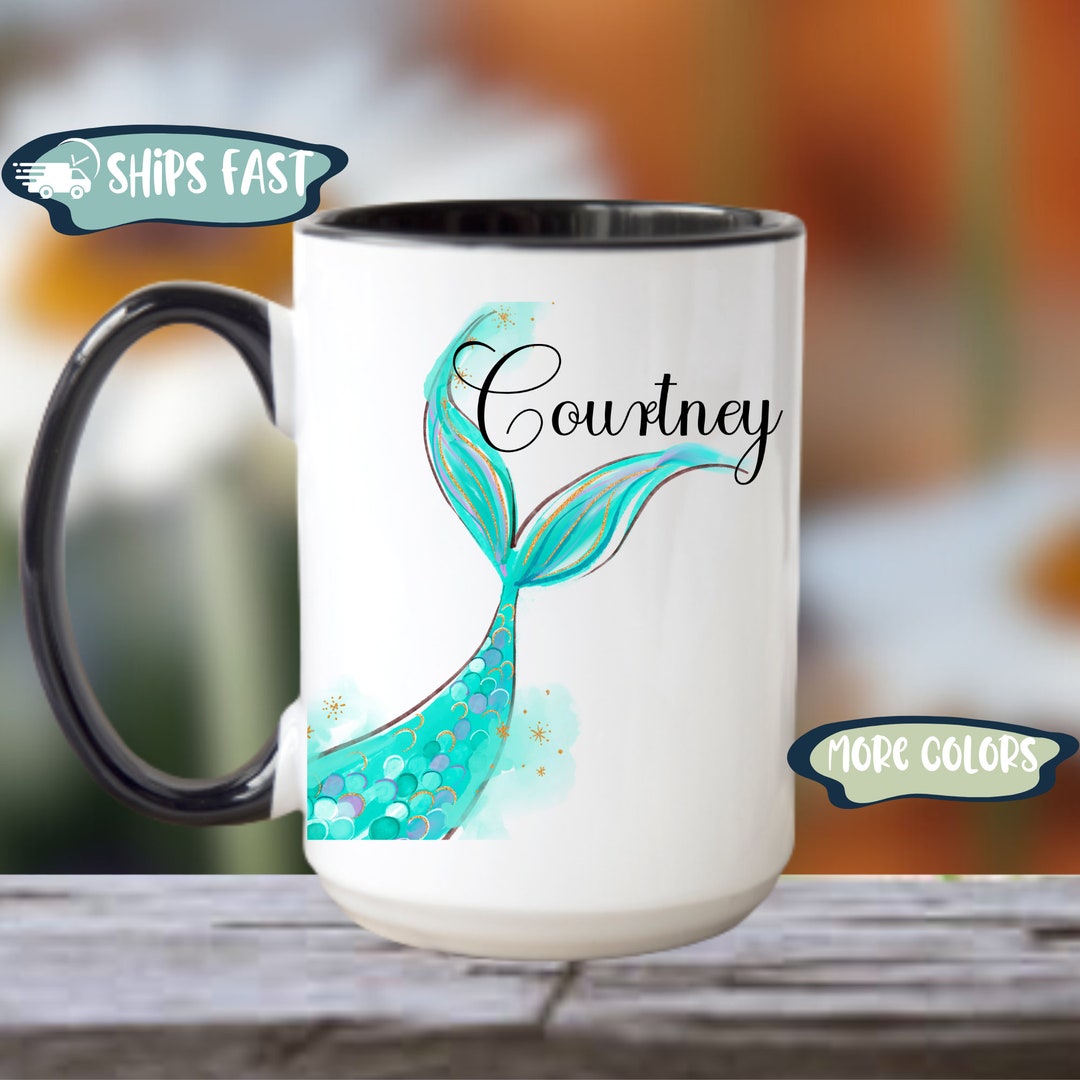 Mermaid Tail Coffee Mug, Mermaid Tail Green, Personalized Mermaid Mug ...
