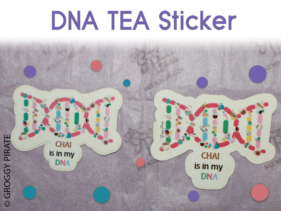 DNA TEA Sticker Die Cut Word Play Tea & Chai Whimsical Love Adorable ...