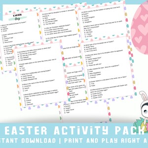 Easter Activity Sheet Set, Printable Activity Pages, Easter Trivia ...