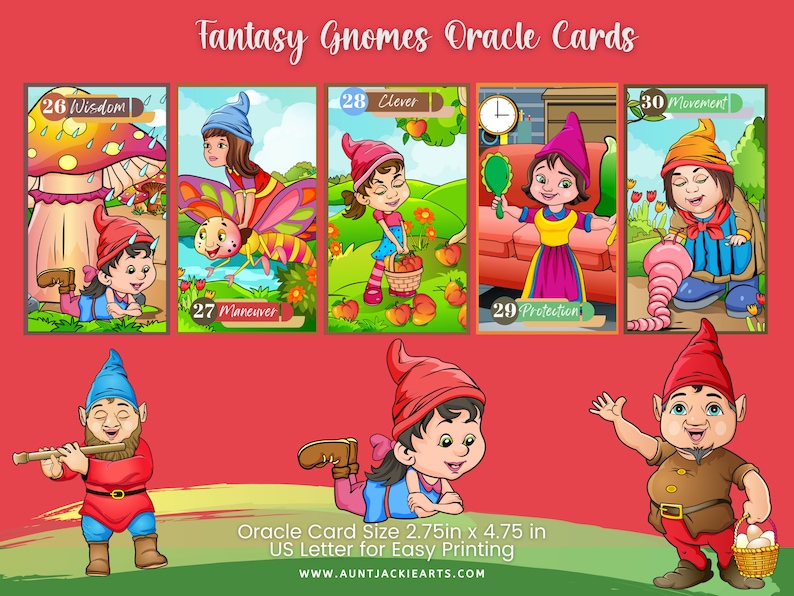 PRINTABLE CARD Deck, Fantasy Gnomes. Oracle Cards, Tarot Sized Cards, 2 ...