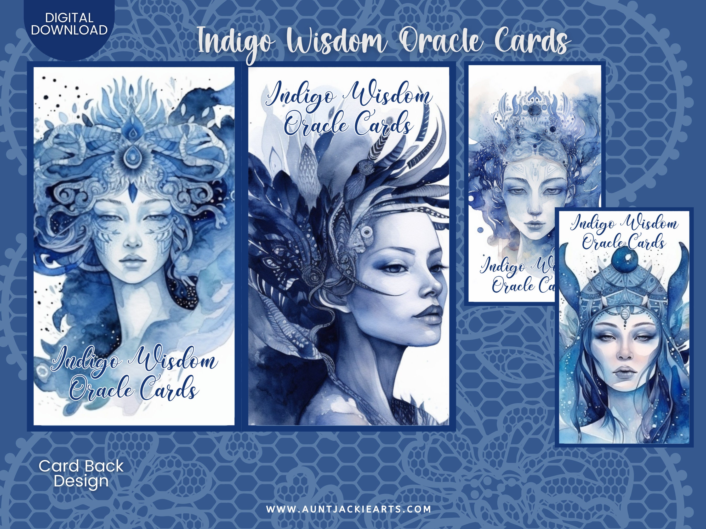 PRINTABLE CARD Deck, Spiritual Women, Indigo, Wisdom, Oracle Cards ...