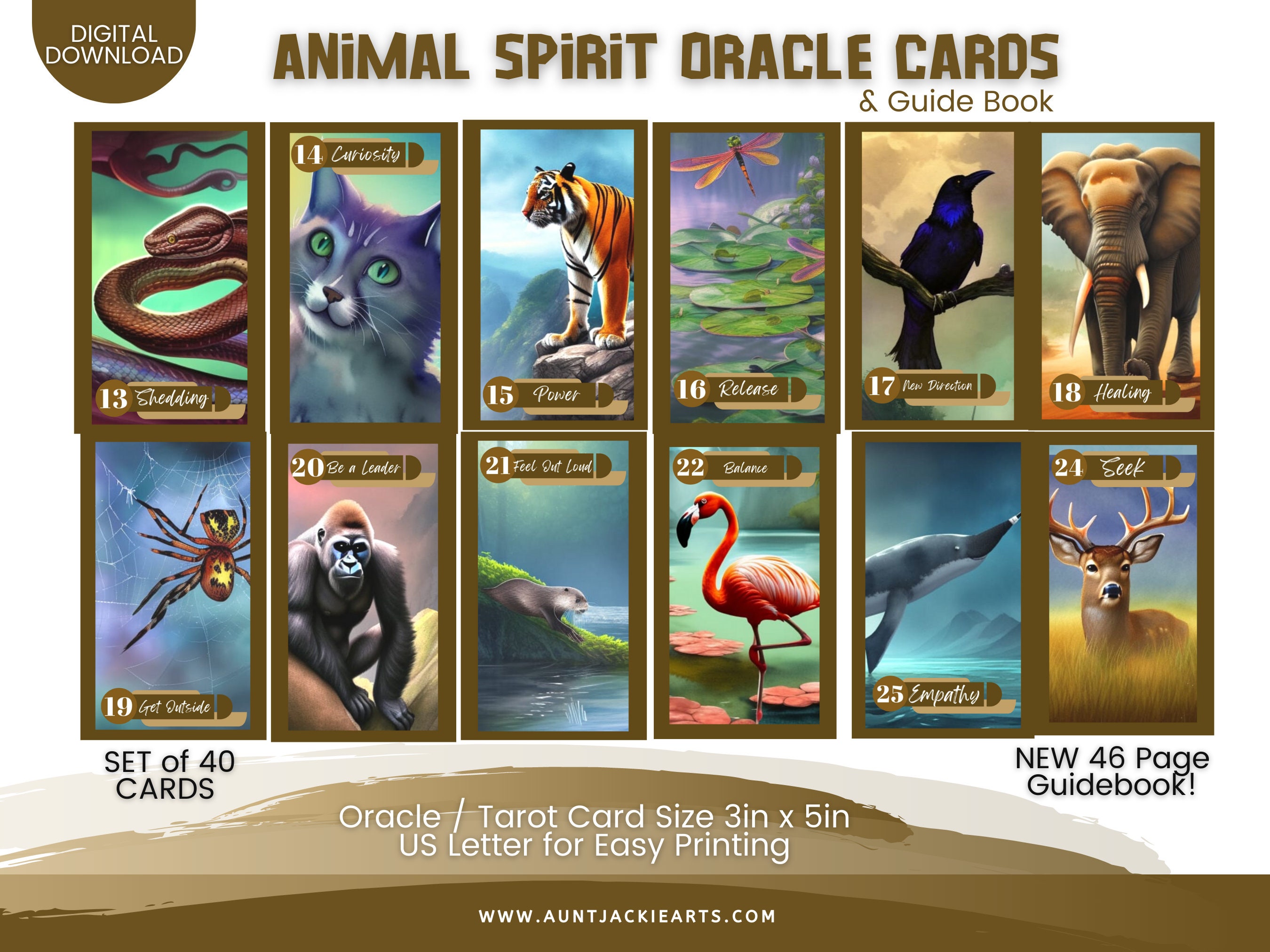 PRINTABLE CARD Deck Animal Spirit Oracle Card Deck Oracle / Tarot Sized ...