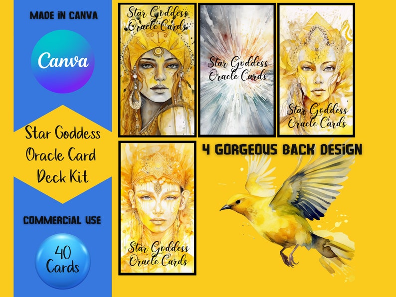 Canva Template, PLR Card, Oracle CARD Deck Kit, 40 Tarot Sized Card ...