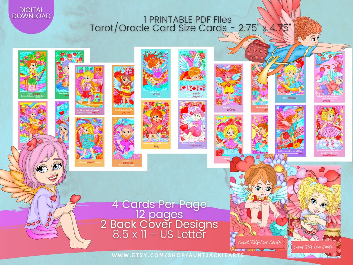 PRINTABLE CARD Deck Cupid Self-love Cards Affirmation Cards - Etsy