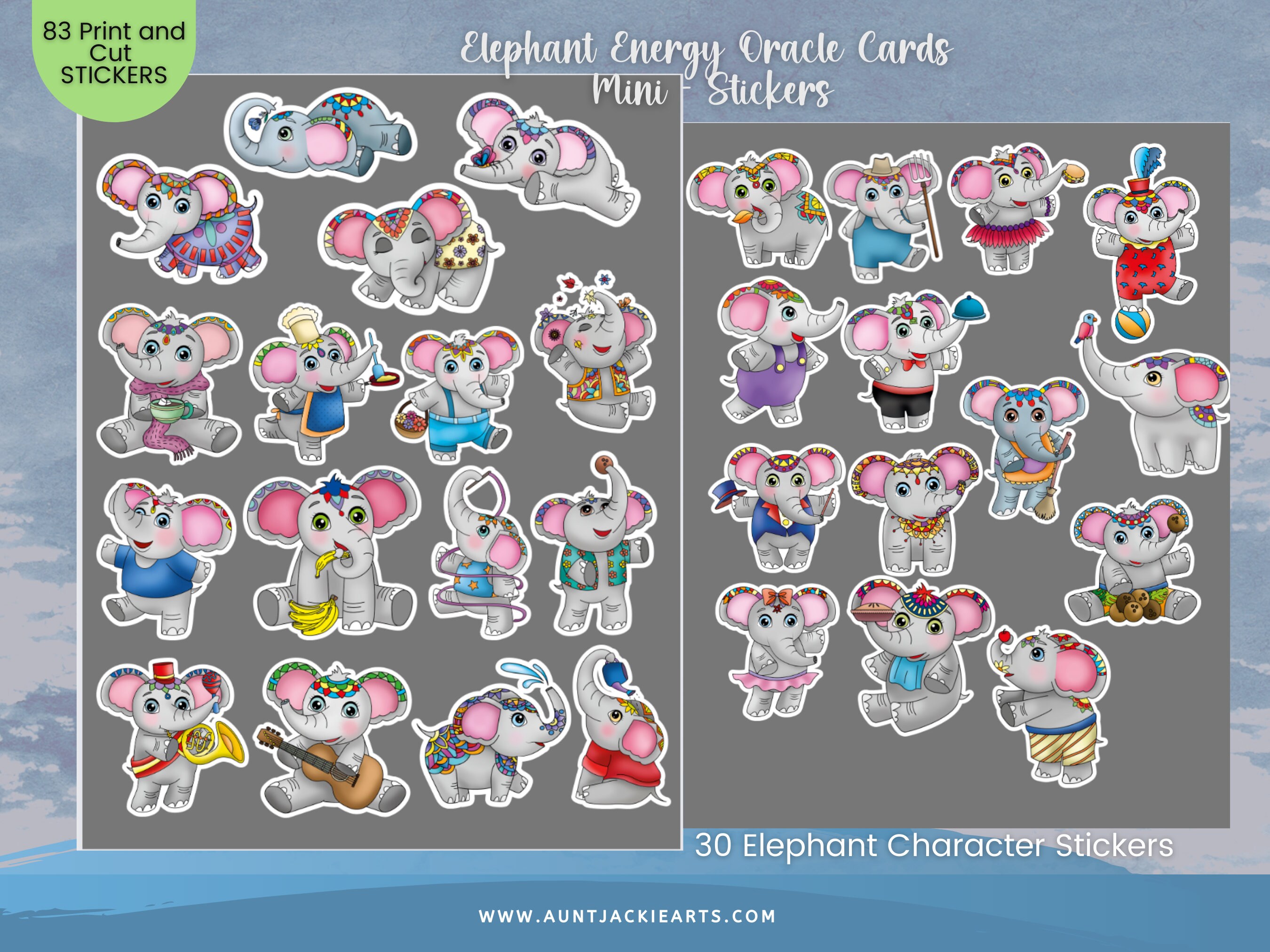 STICKERS Elephant Energy Oracle Cards Mini Stickers and Elephant ...