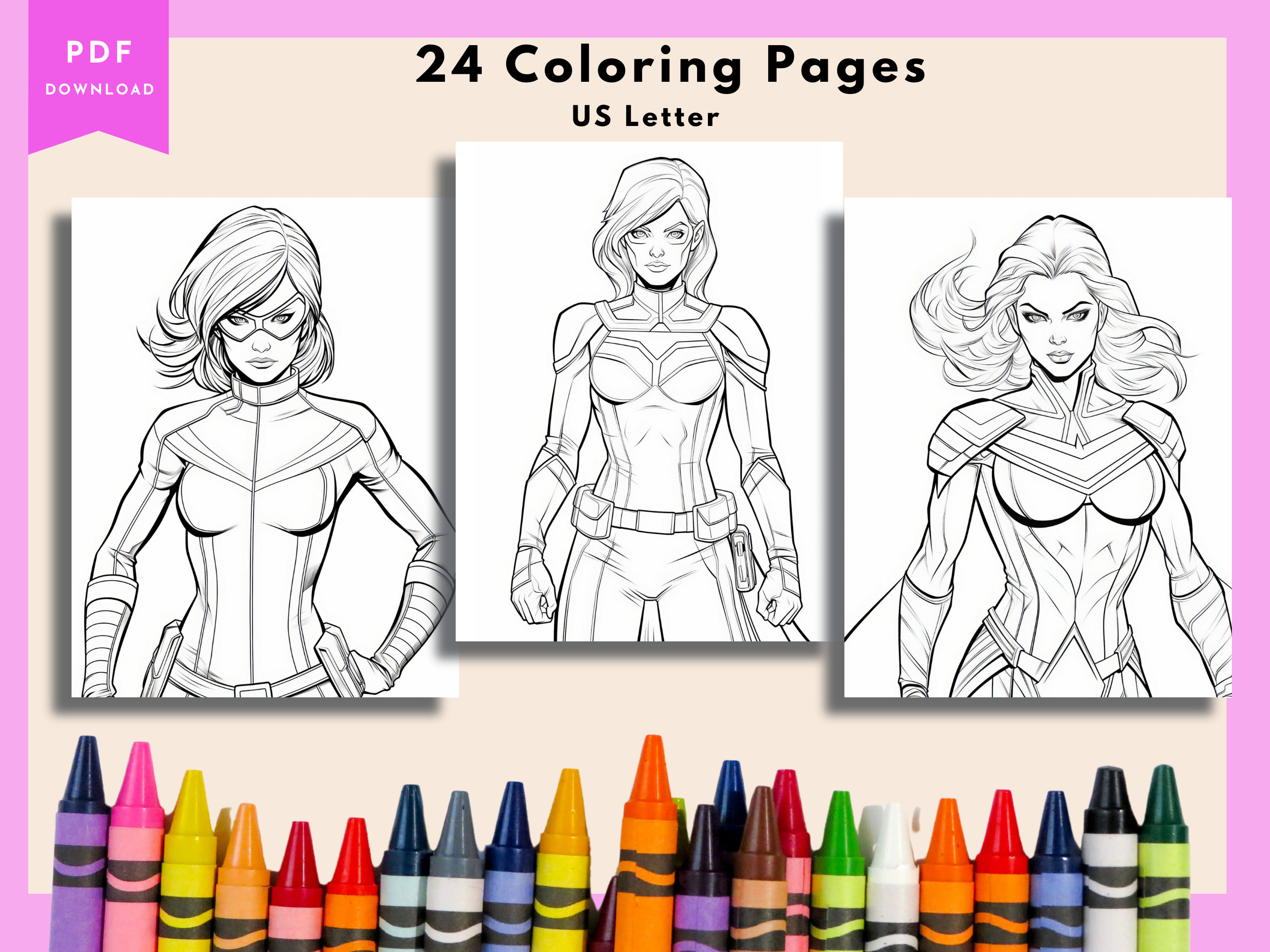 Inspiring Lady Heroes Coloring Pages, Powerful Female Figures Coloring ...