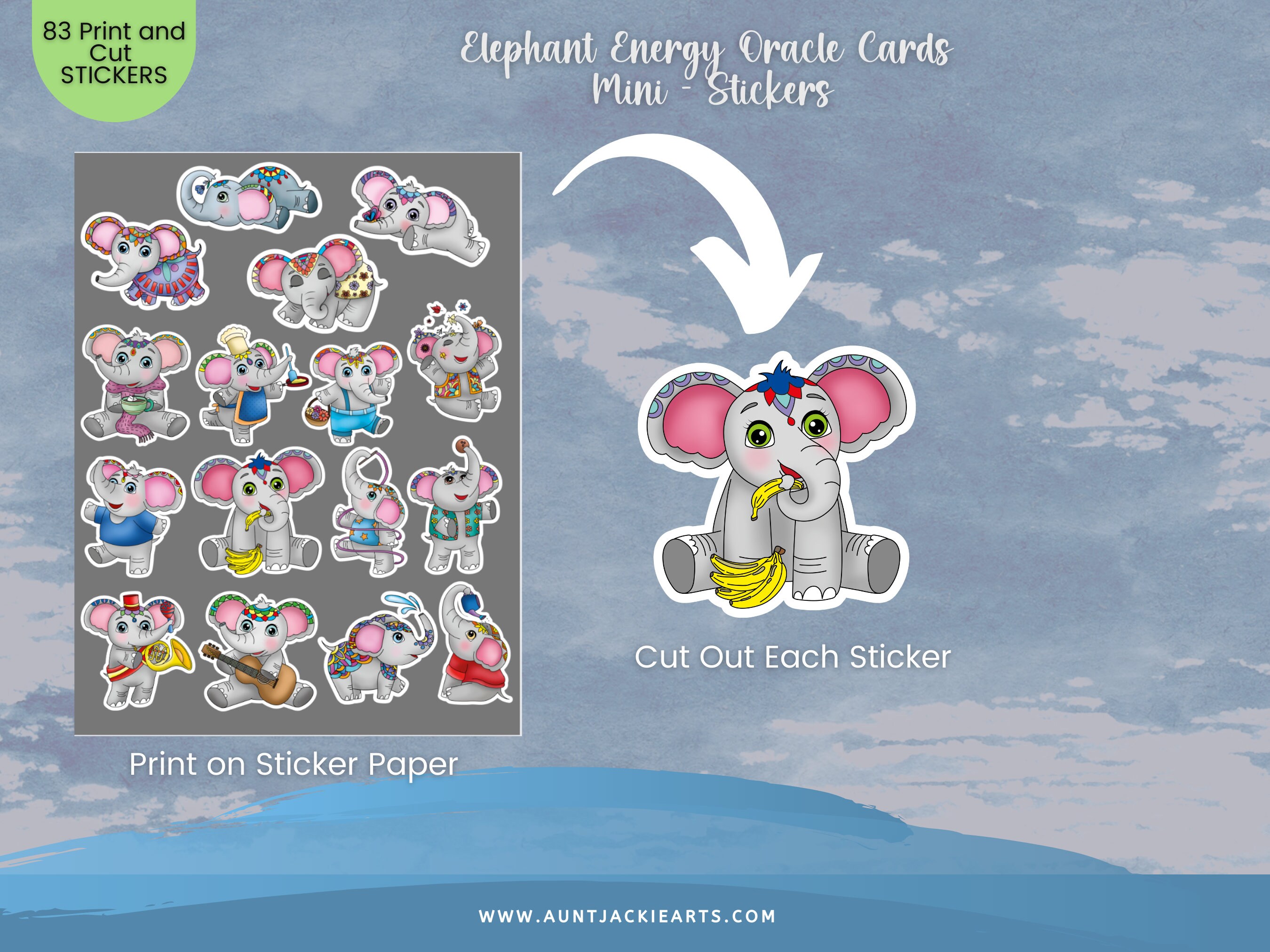 STICKERS Elephant Energy Oracle Cards Mini Stickers and Elephant ...