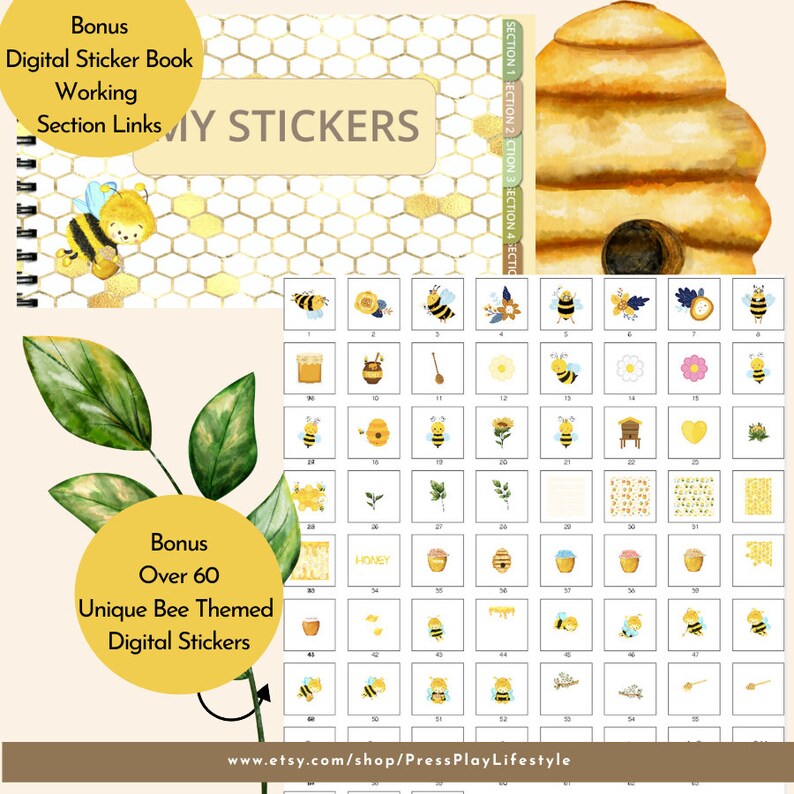 Bee Positive PLANNER BUNDLE, Daily, Weekly, Monthly, Habit, Mood ...