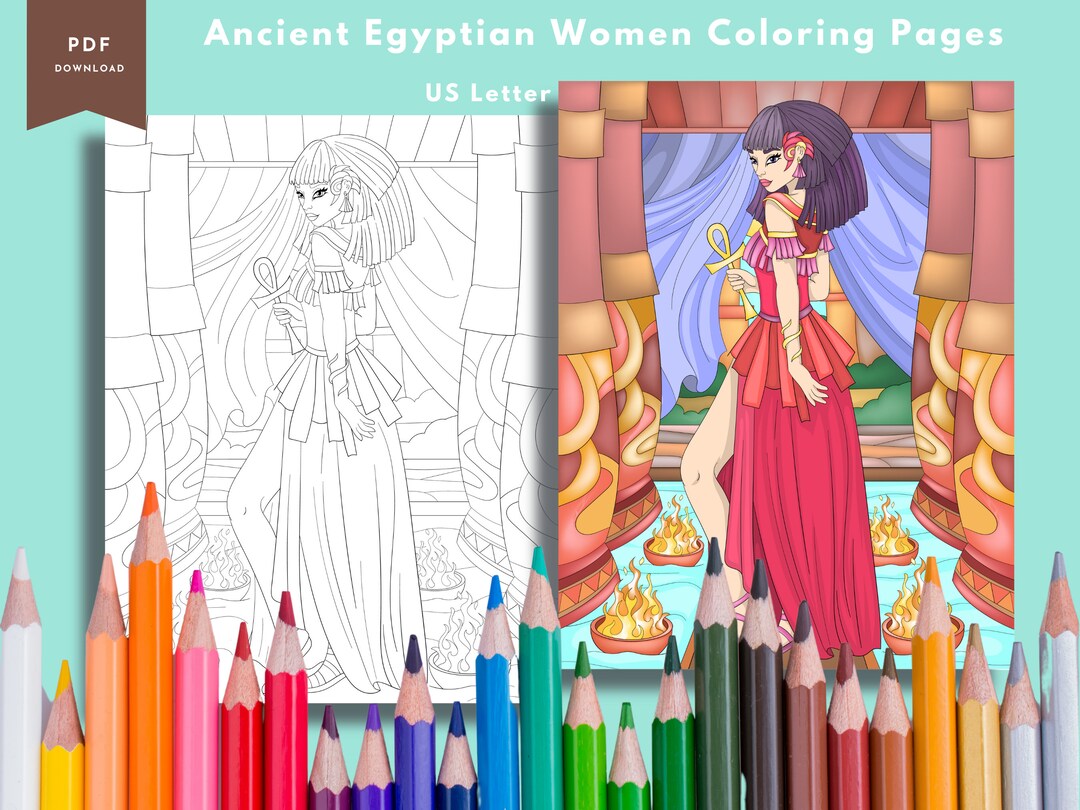Ancient Egyptian Women Coloring Page Set 3, Ancient Egypt,adult ...