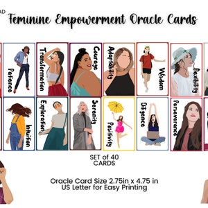 PRINTABLE Cards, Oracle Card Deck, Feminine Empowerment, 40 Cards ...