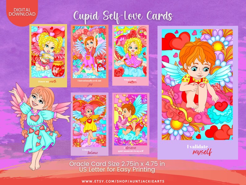 PRINTABLE CARD Deck Cupid Self-love Cards Affirmation Cards - Etsy