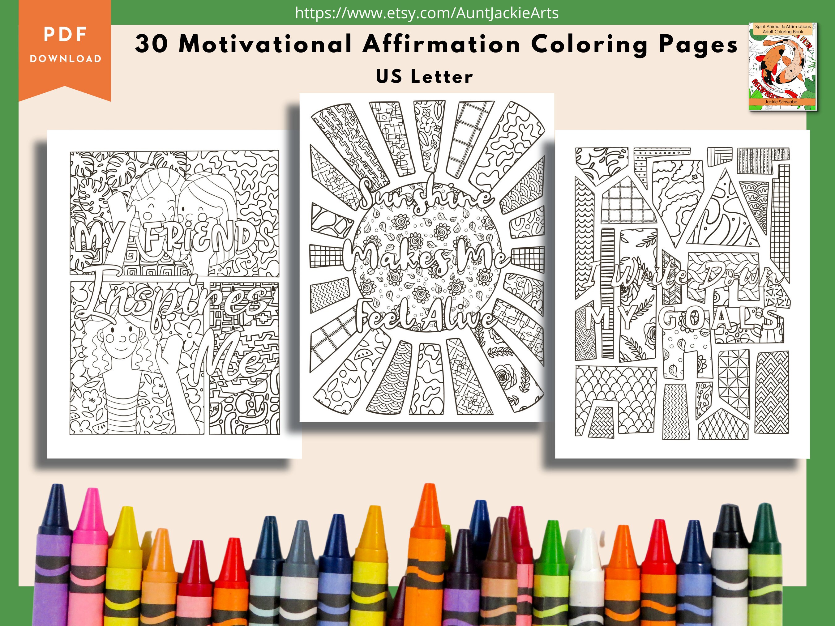 PRINTABLE COLORING Pages Spirit Animal Motivational & Affirmation ...