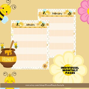 Bee Positive PLANNER BUNDLE, Daily, Weekly, Monthly, Habit, Mood ...