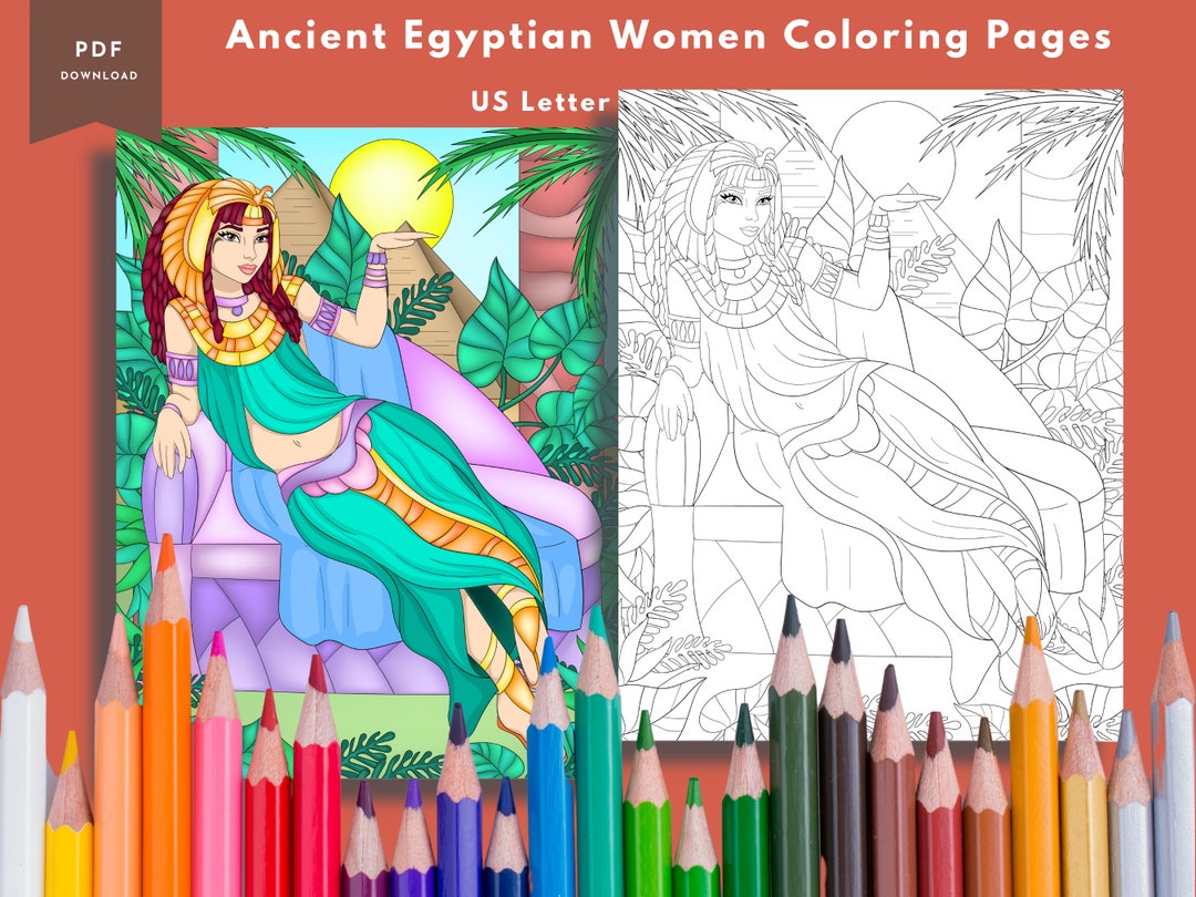 Ancient Egyptian Women Coloring Page Set 3, Ancient Egypt,adult ...