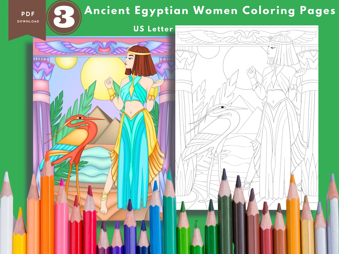 Ancient Egyptian Women Coloring Page Set 3, Ancient Egypt,adult ...