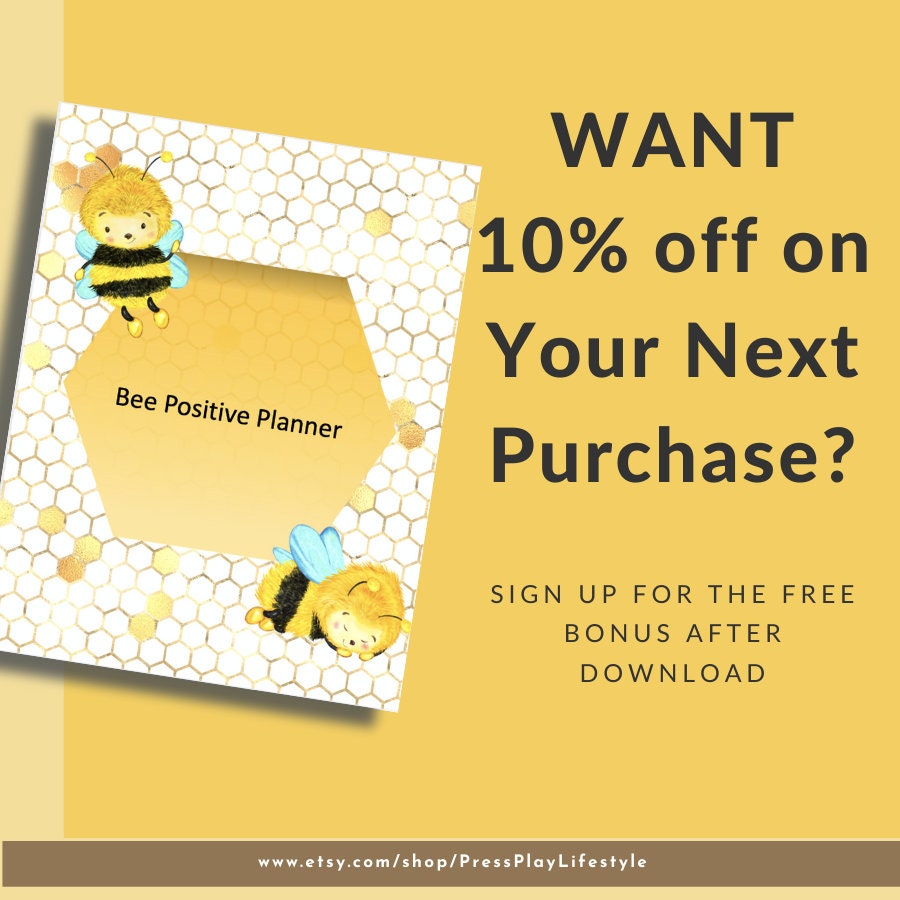 Bee Positive PLANNER BUNDLE, Daily, Weekly, Monthly, Habit, Mood ...
