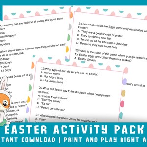 Easter Activity Sheet Set, Printable Activity Pages, Easter Trivia ...