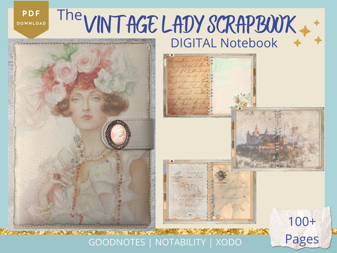 Vintage Lady DIGITAL NOTEBOOK, Goodnotes, Notability, Xodo, iPad ...