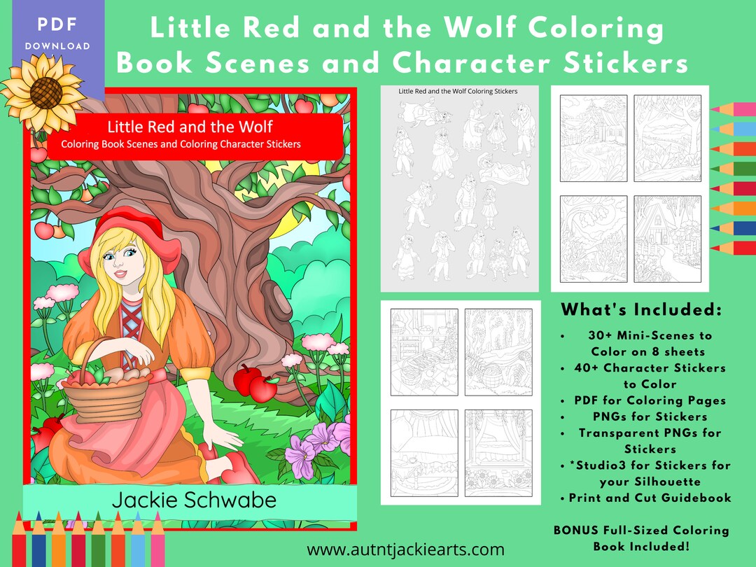 Little Red, Big Bad Wolf, Coloring Stickers, Coloring Book , Classic ...