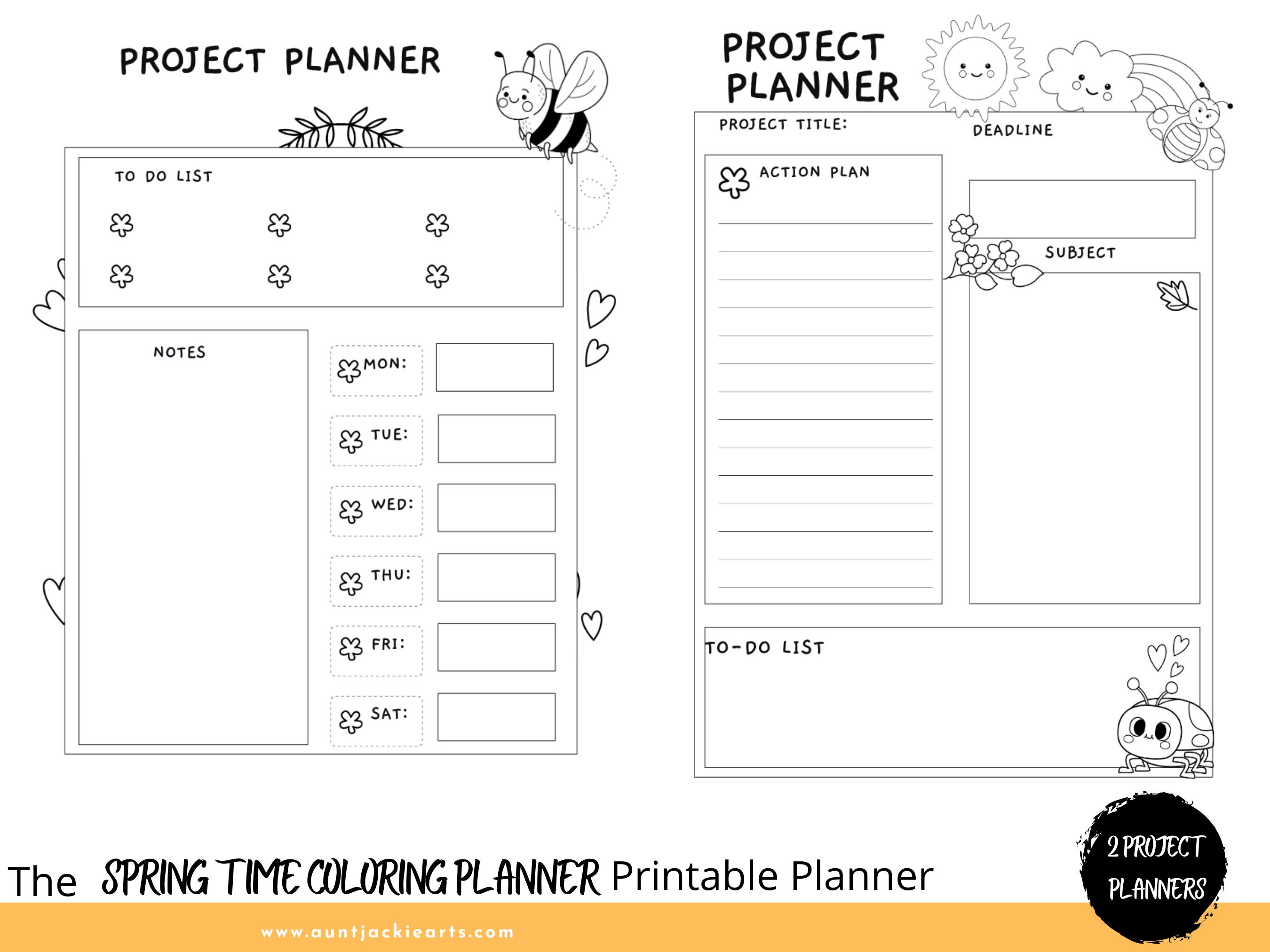 Spring Coloring Planner, PRINTABLE, Daily Planner, Monthly Planner ...