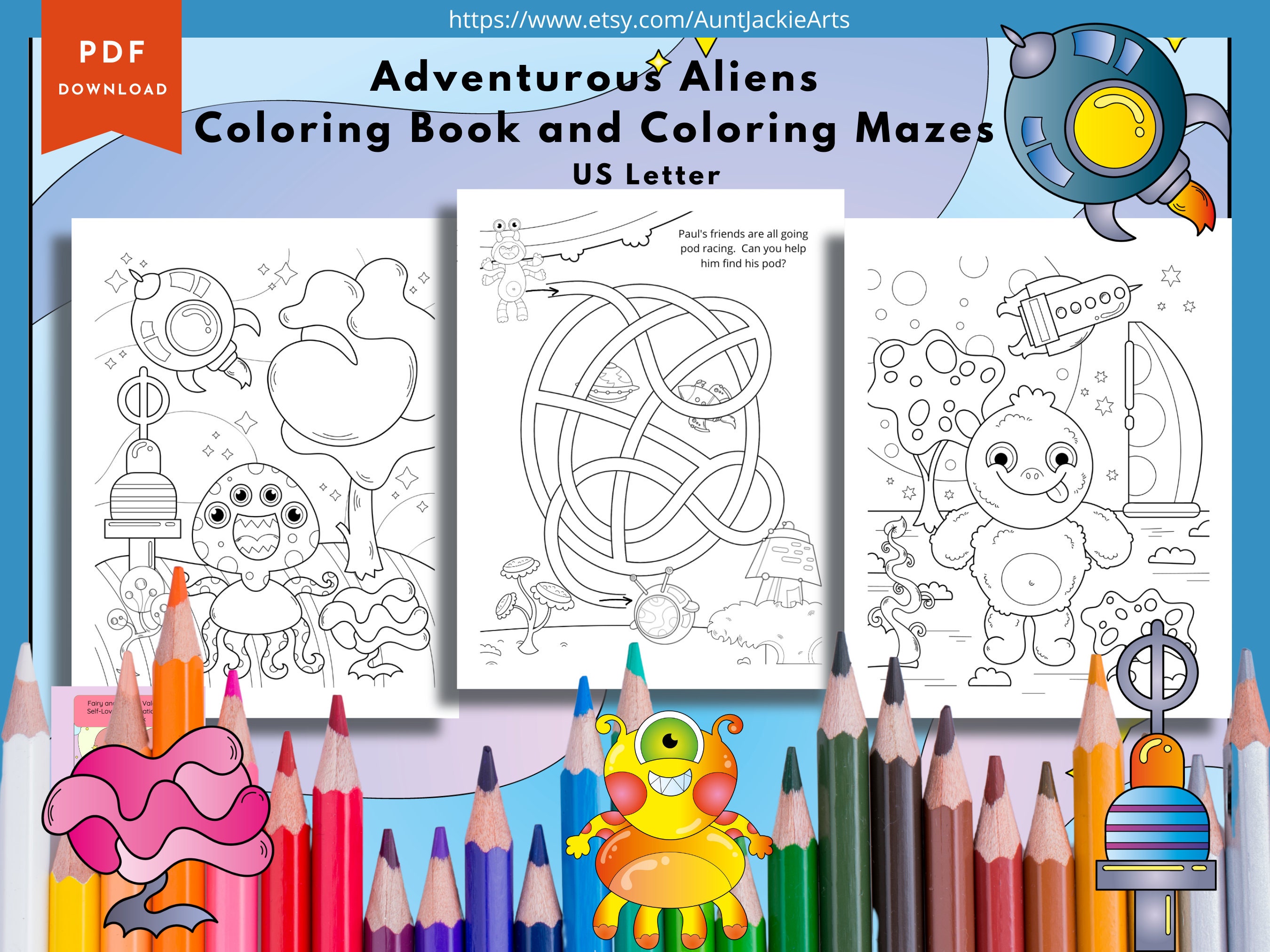 PRINTABLE COLORING Pages Adventurous Aliens Coloring Pages and Mazes ...