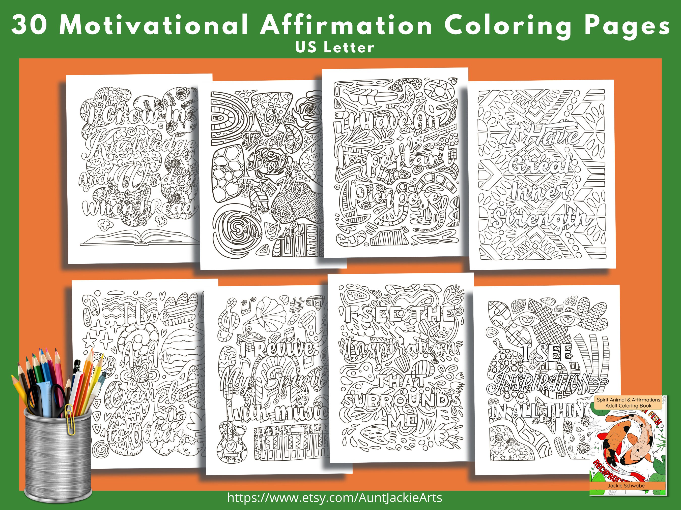 PRINTABLE COLORING Pages Spirit Animal Motivational & Affirmation ...