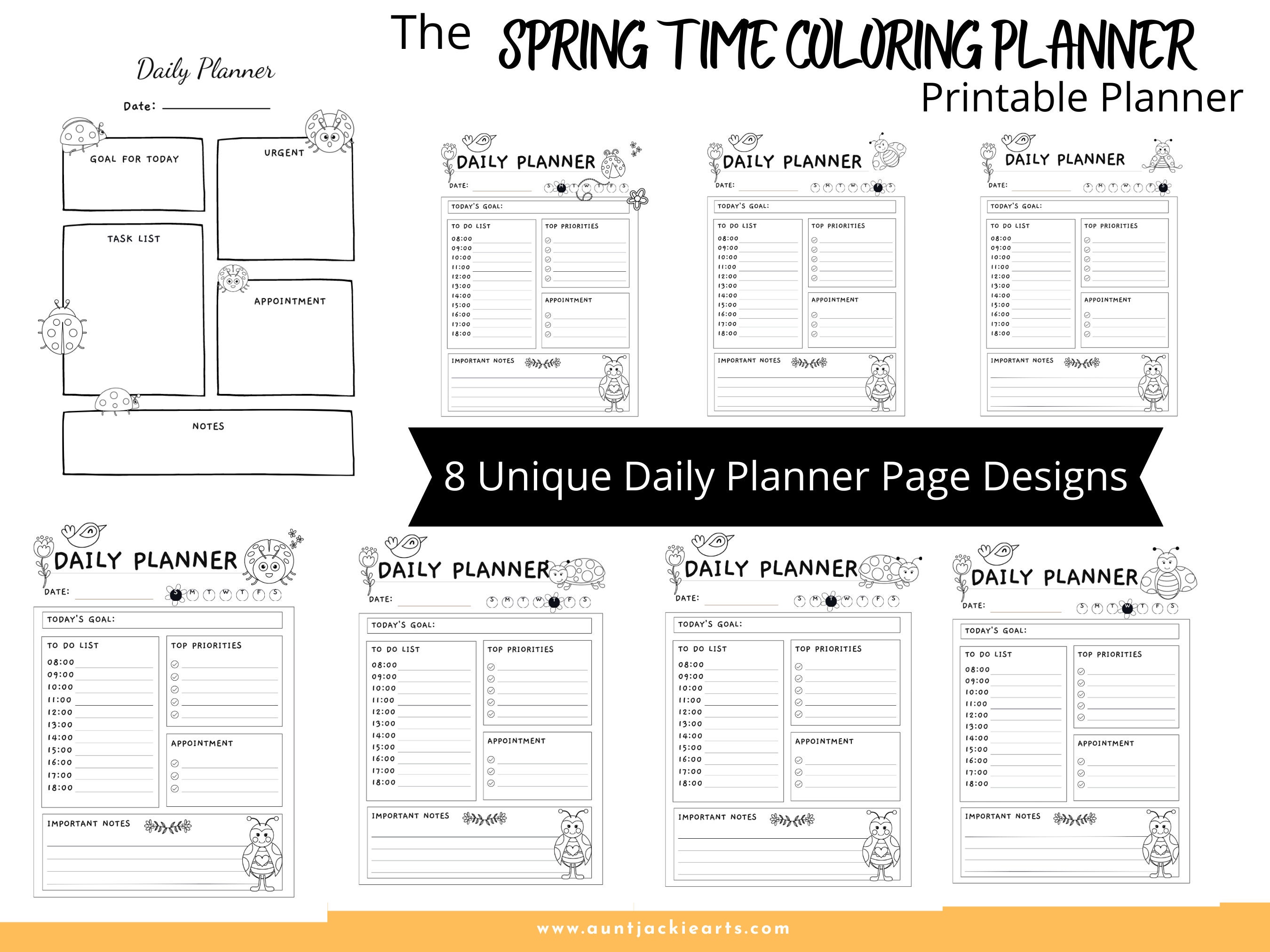 Spring Coloring Planner, PRINTABLE, Daily Planner, Monthly Planner ...