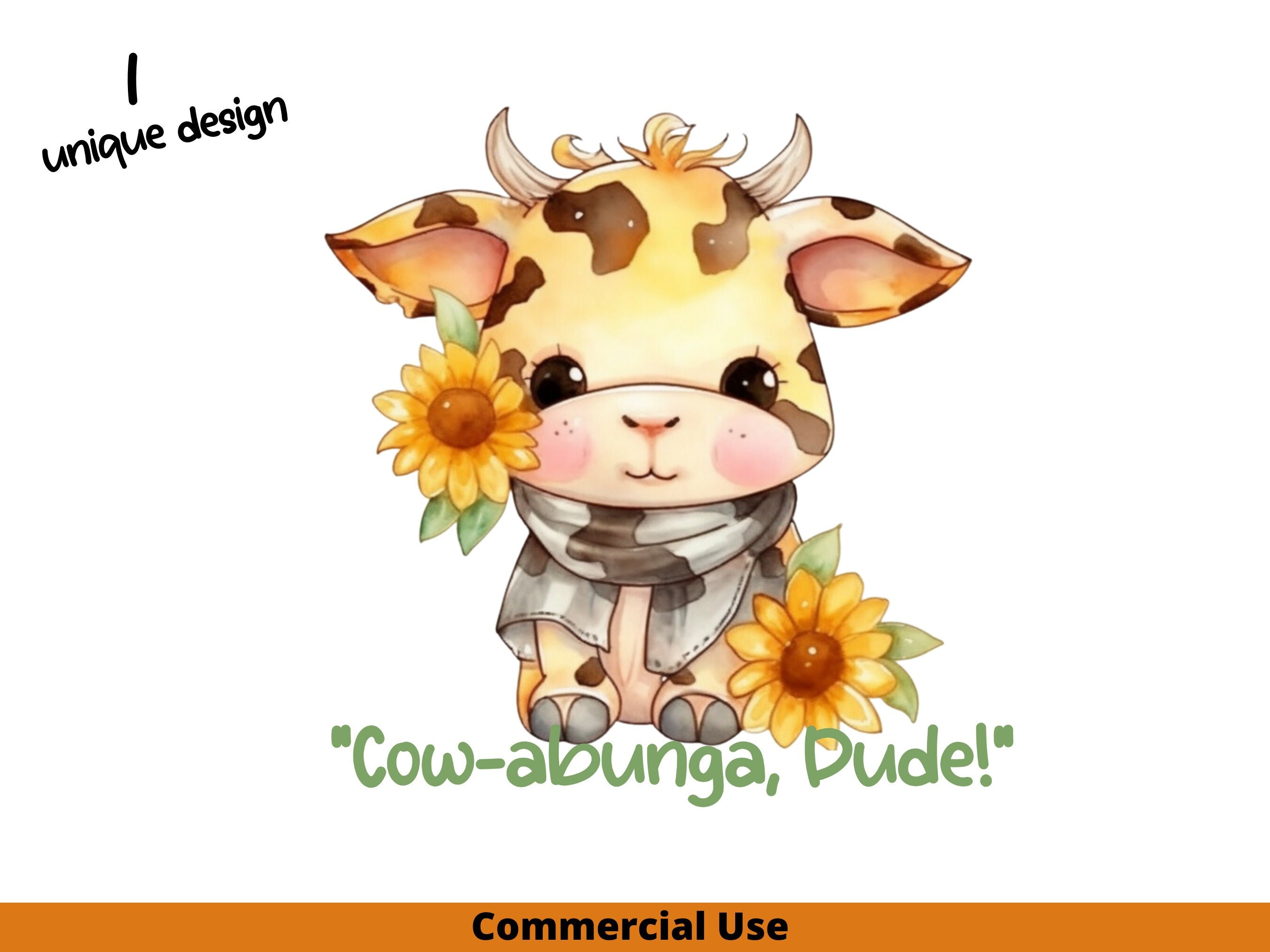 Cow-abunga Dude Clip Art Cute Cow PNG SVG and Sublimation - Etsy UK