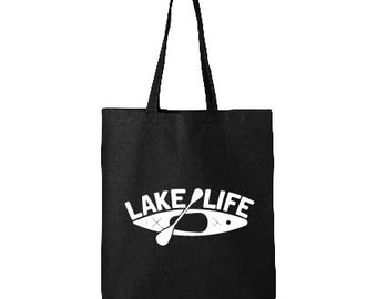 Lake, Lake Life, Canvas Bag, Tote, Shopping Bag, Reusable Bag, Gym Bag ...