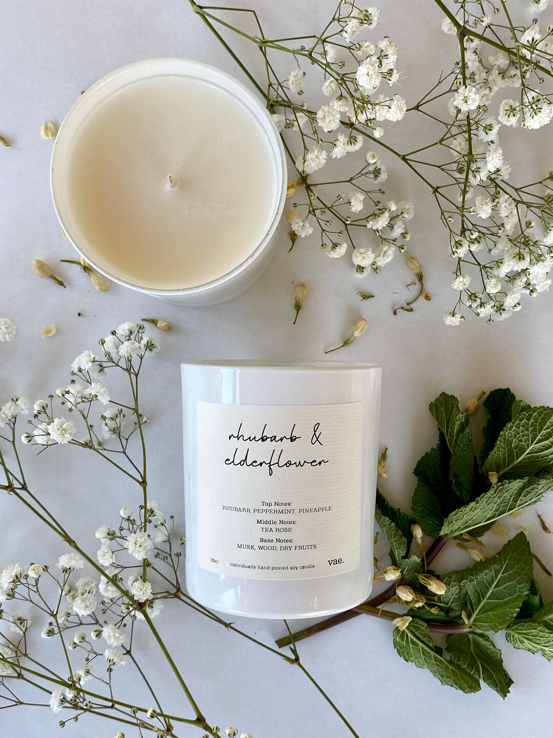 Buy Handmade Rhubarb & Elderflower Soy Candle Luxury Vegan Friendly and ...