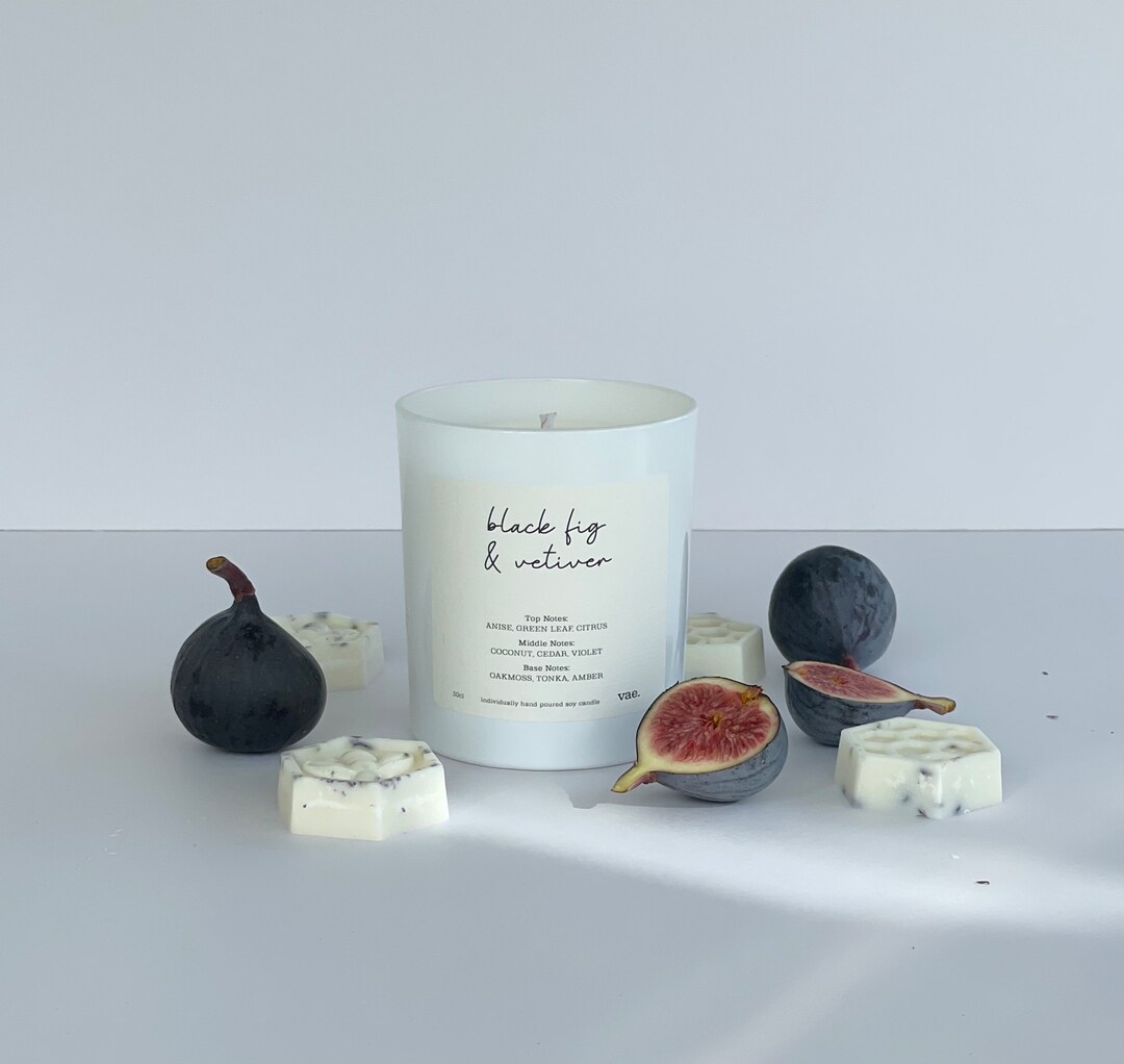 Handmade Black Fig & Vetiver Luxury Soy Candle | Vegan Friendly | Made ...
