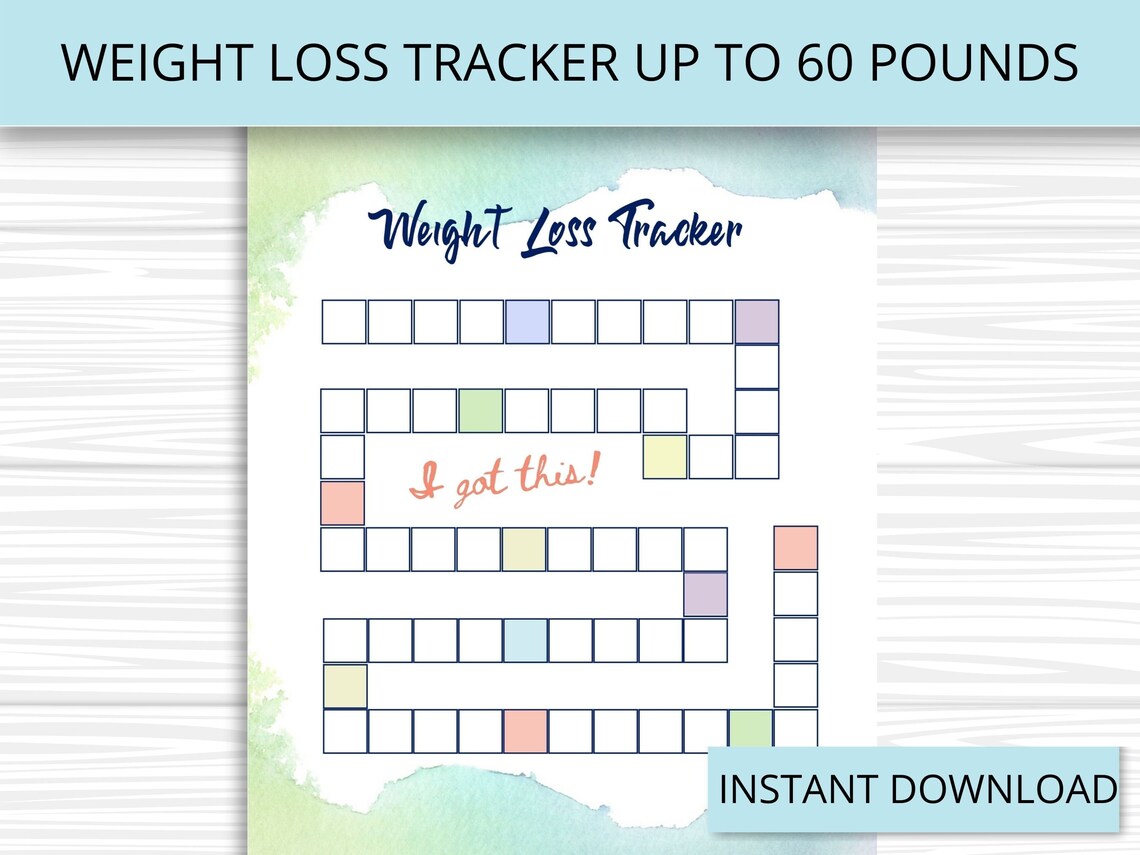 Printable Weight Loss Tracker up to 60 pounds for instant | Etsy