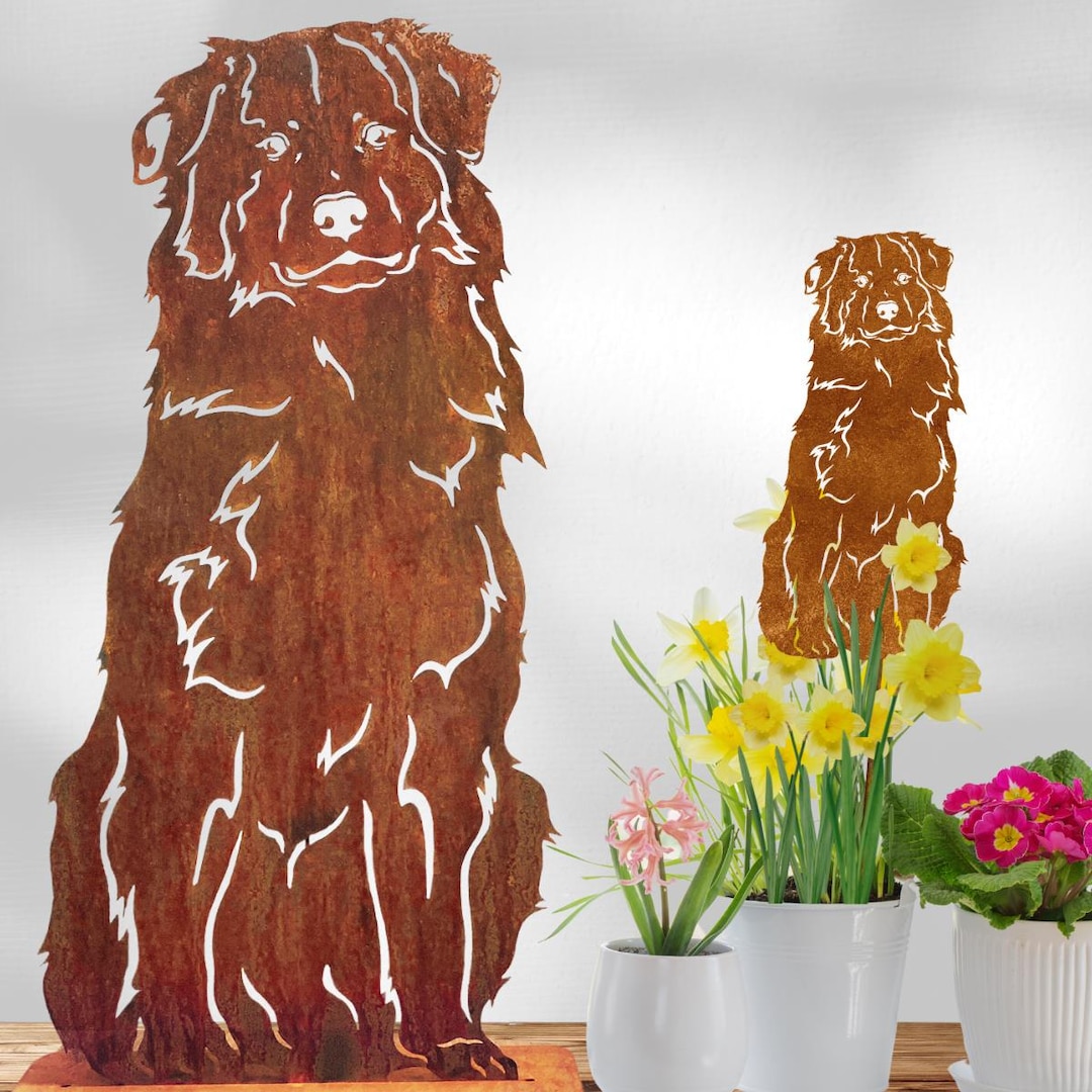 Rust Figure Australian Shepherd, Rust Dog, Garden Figure, Garden Stake ...