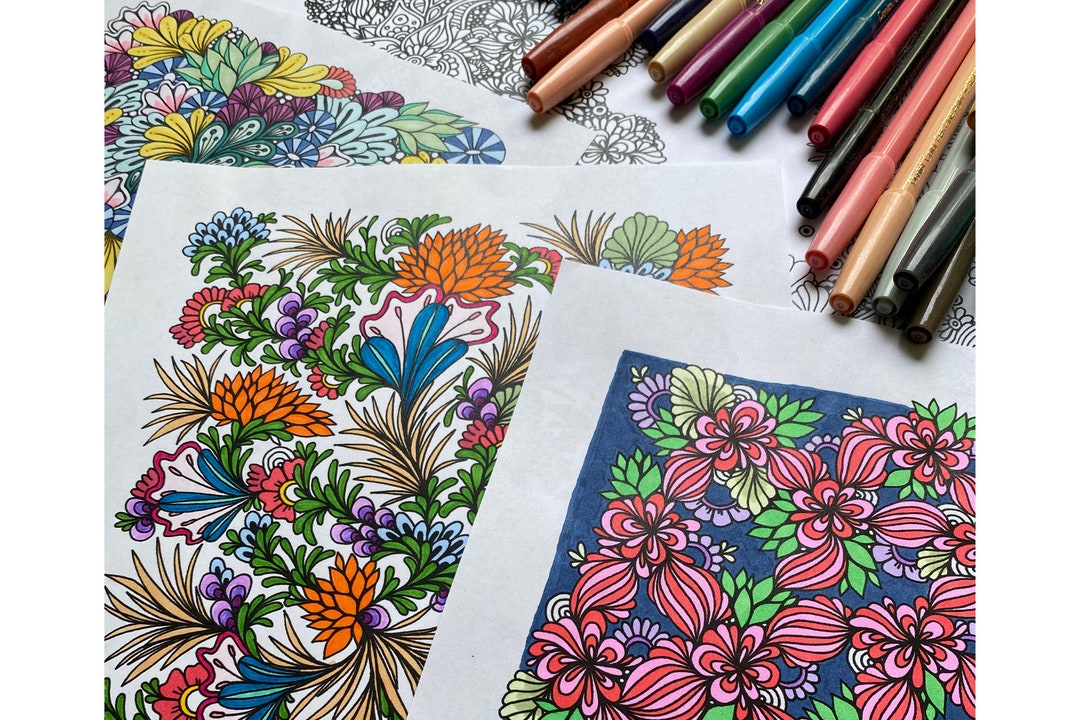 Nature-inspired Coloring Pages for Adults to Relax, Download 11 A4 ...