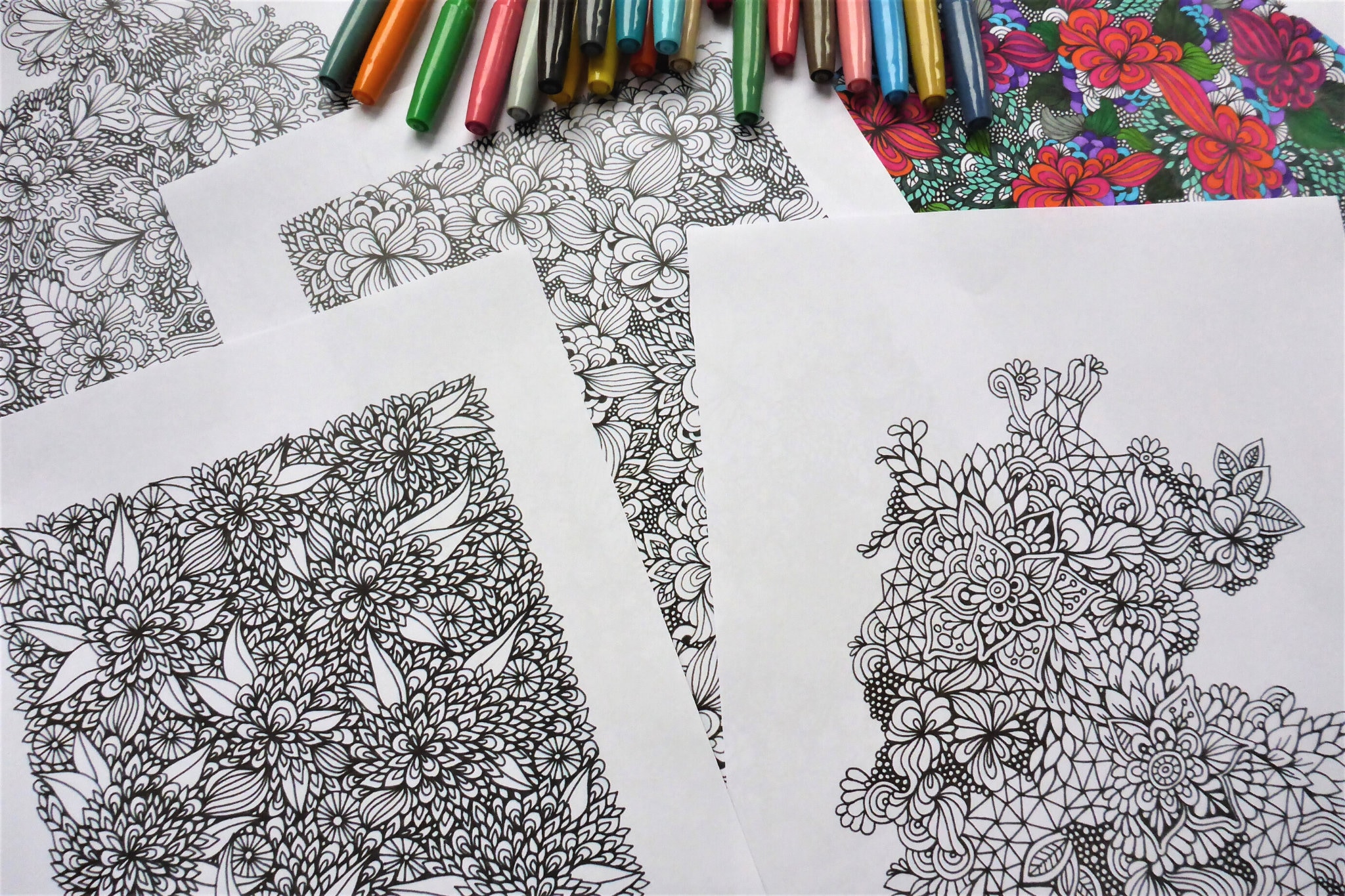 Nature-inspired Coloring Pages for Adults to Relax, Download 11 A4 ...