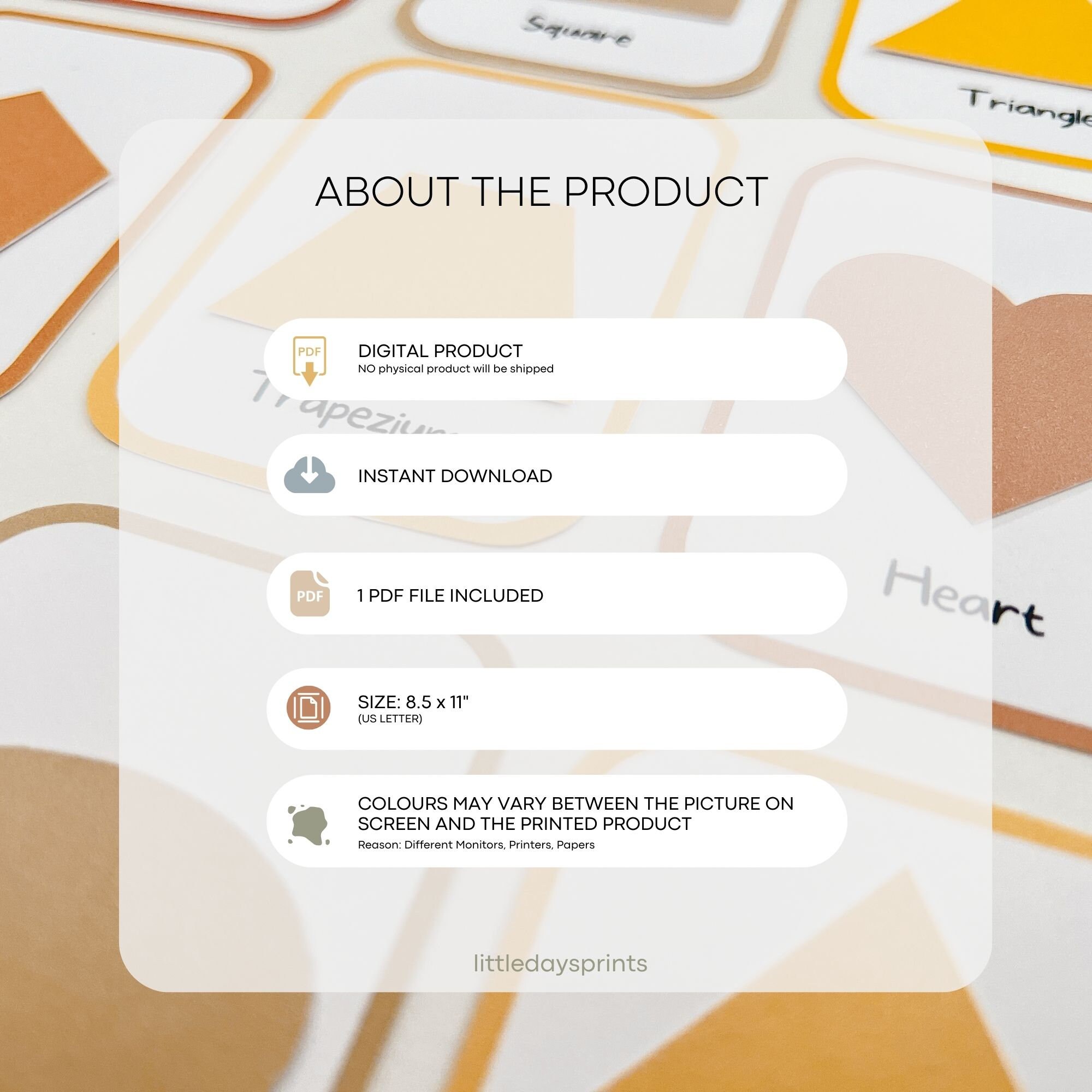 Shape Learning Shape Matching Flash Cards Busy Book Montessori ...