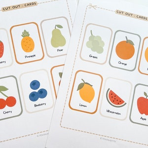 Fruits Learning Flash Cards Busy Book Montessori Printable Homeschool ...