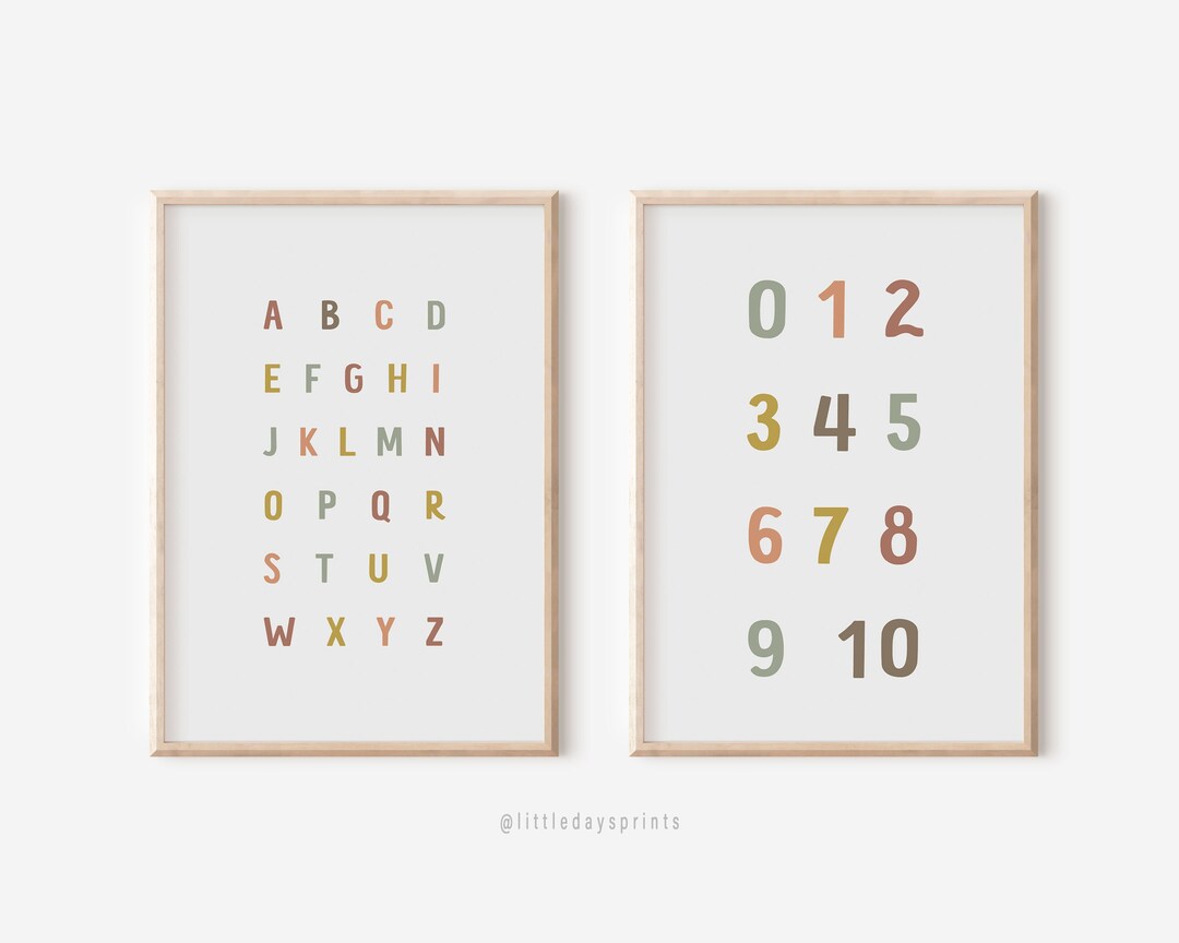 Educational Wall Art Set : ABC Poster, Numbers Print, Toddler Room ...
