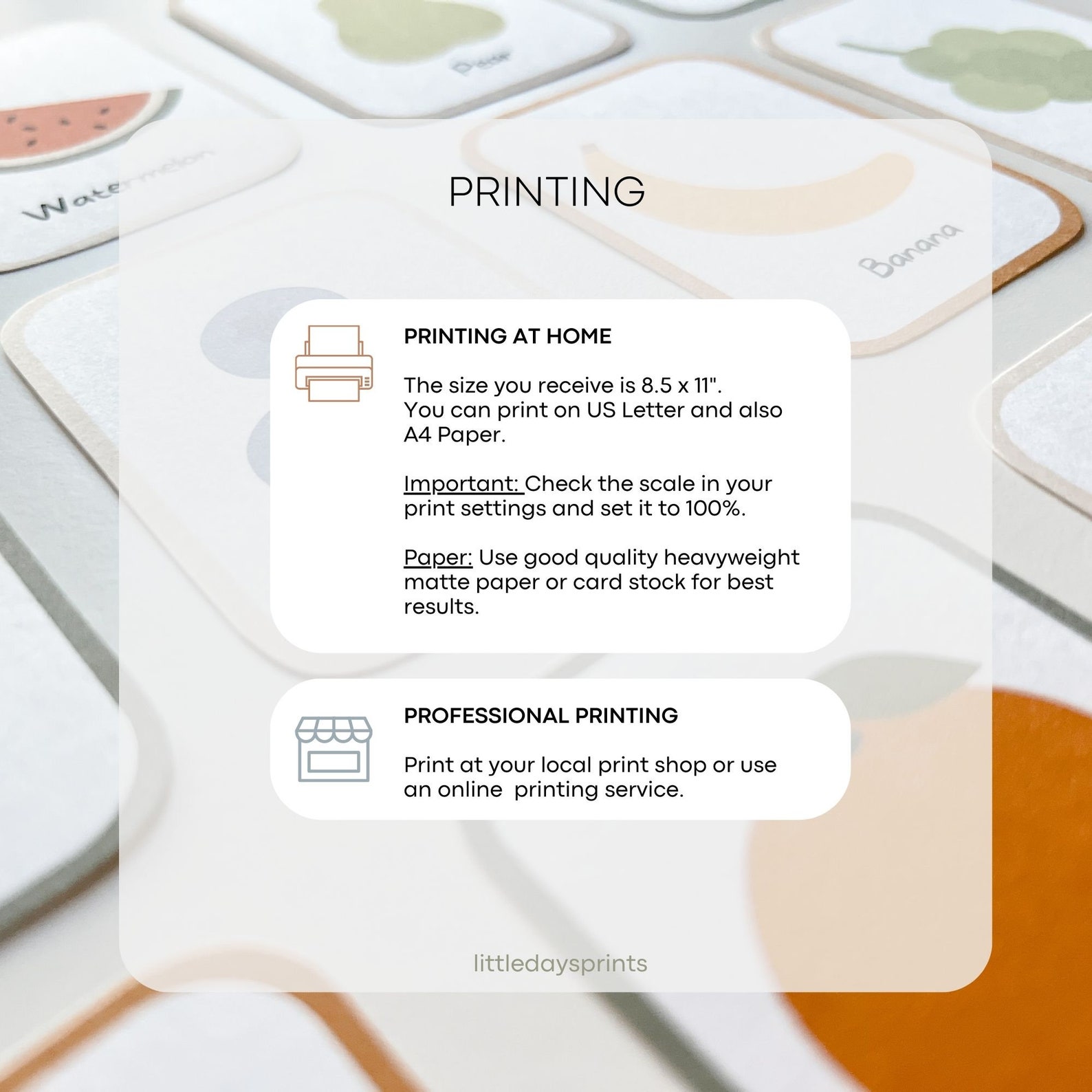 Fruits Learning Flash Cards Busy Book Montessori Printable Homeschool ...